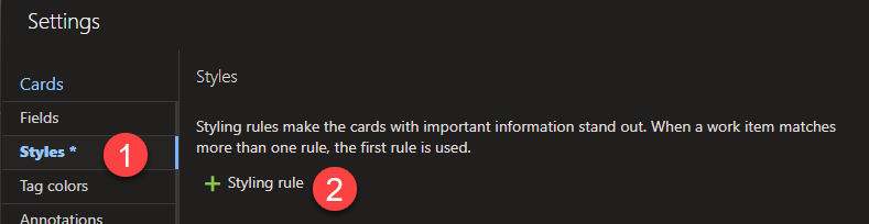 Use a rule to change card color on Azure DevOps Boards